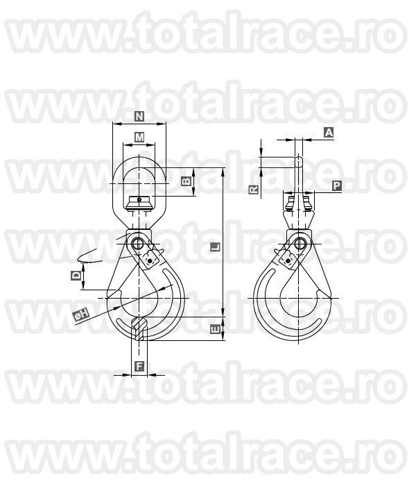 Carlig rotativ cu autoblocare Total Race 0728305610